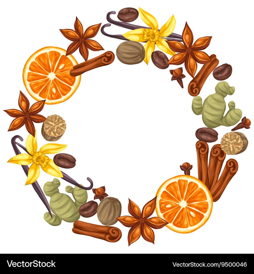 Frame design with various spices of Royalty Free Vector