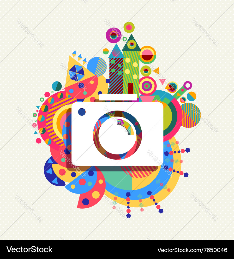 Photo camera icon vibrant colors Royalty Free Vector Image
