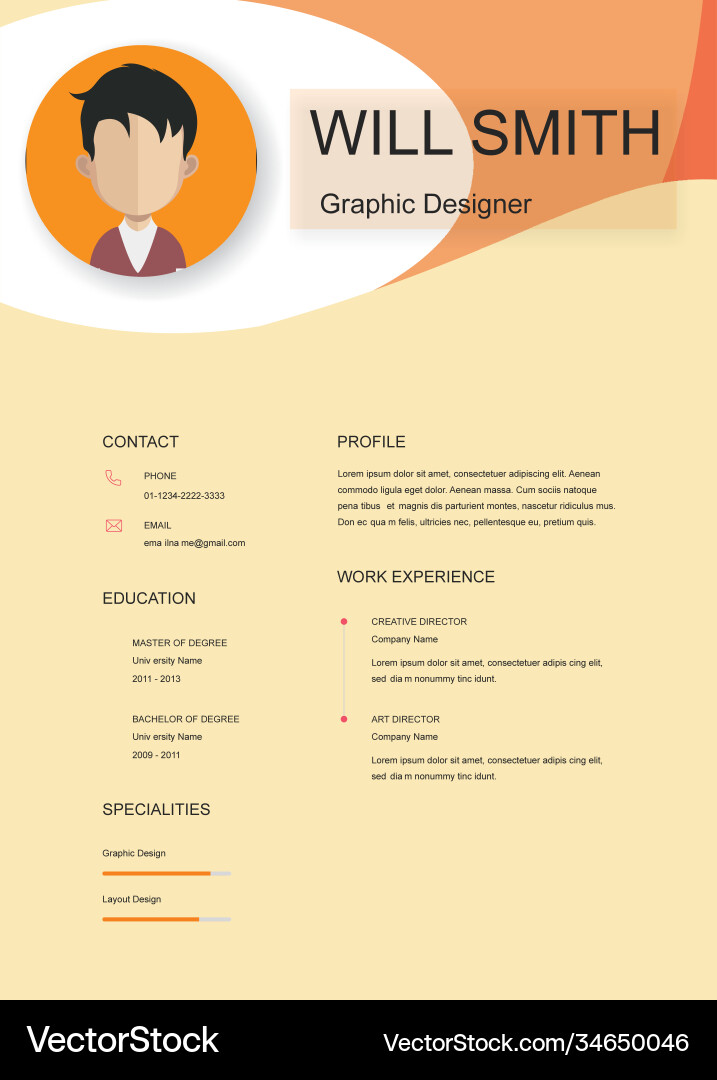 Resume template cv creative background ima Vector Image