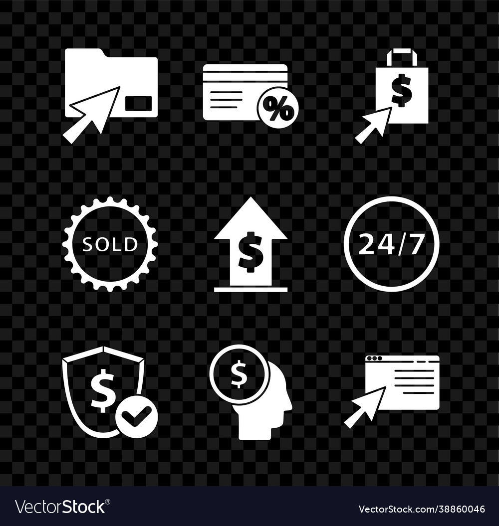 Set cursor click document folder discount card Vector Image