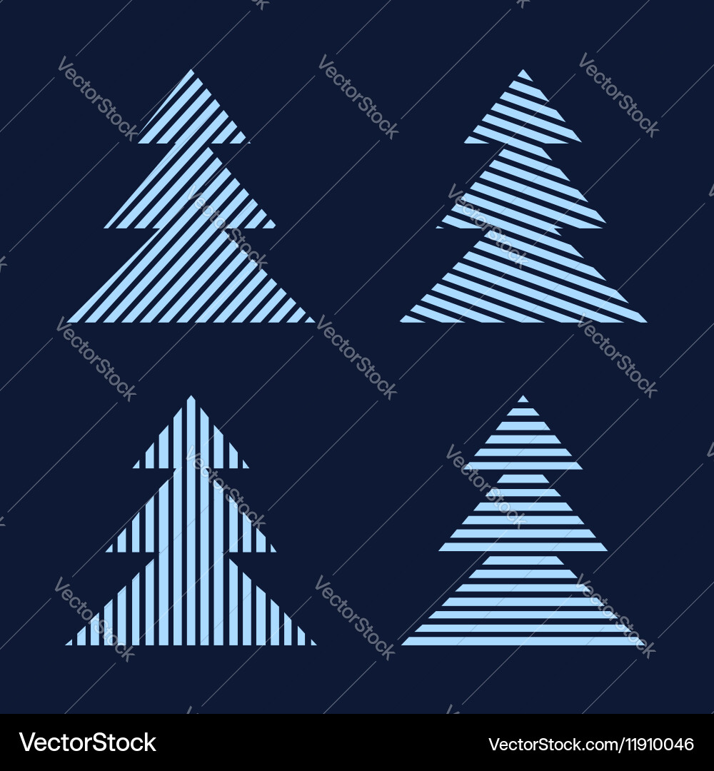 Set of graphic stylized christmas trees Royalty Free Vector