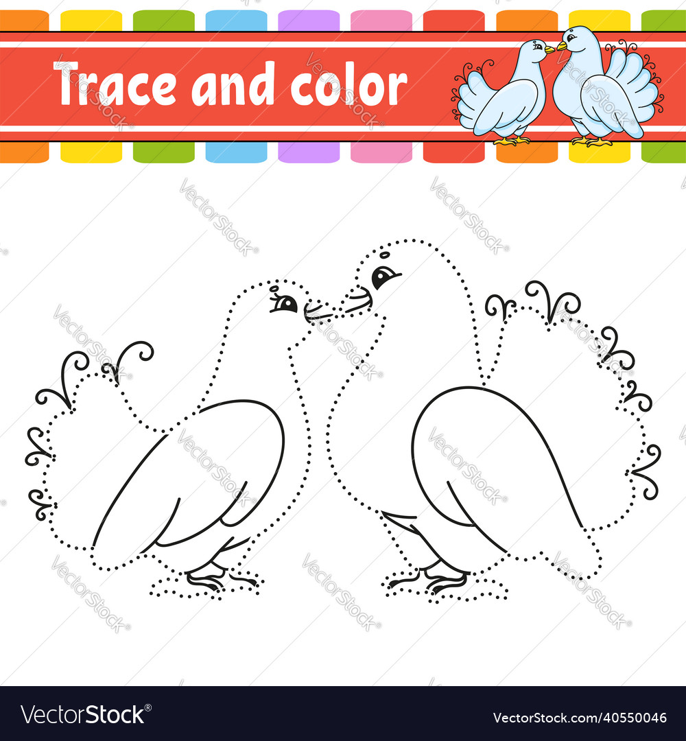 Trace and color coloring page for kids Royalty Free Vector