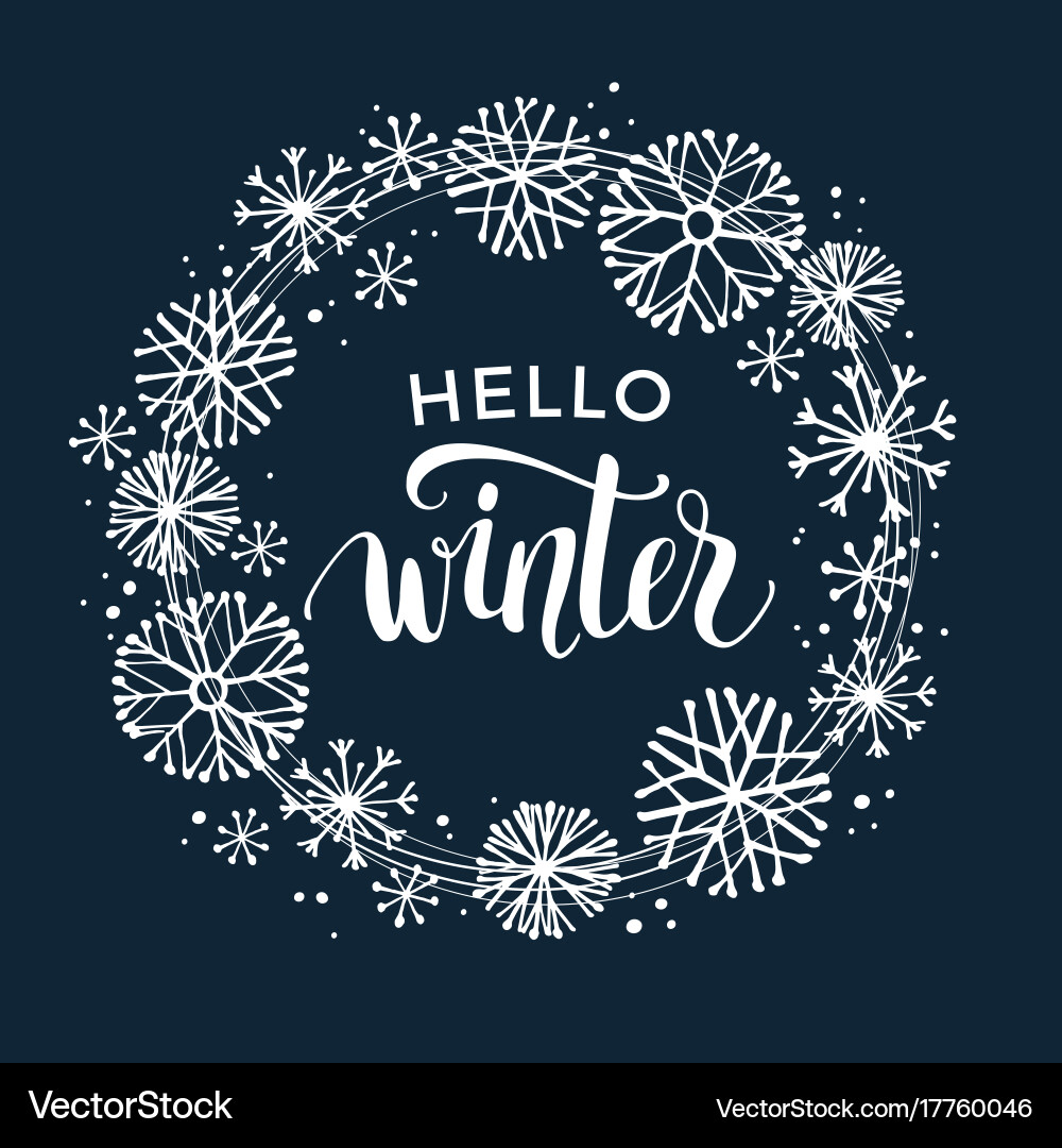 Winter lettering design on snow background Vector Image