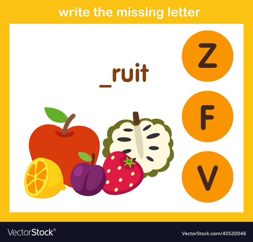 Write the missing letter Royalty Free Vector Image