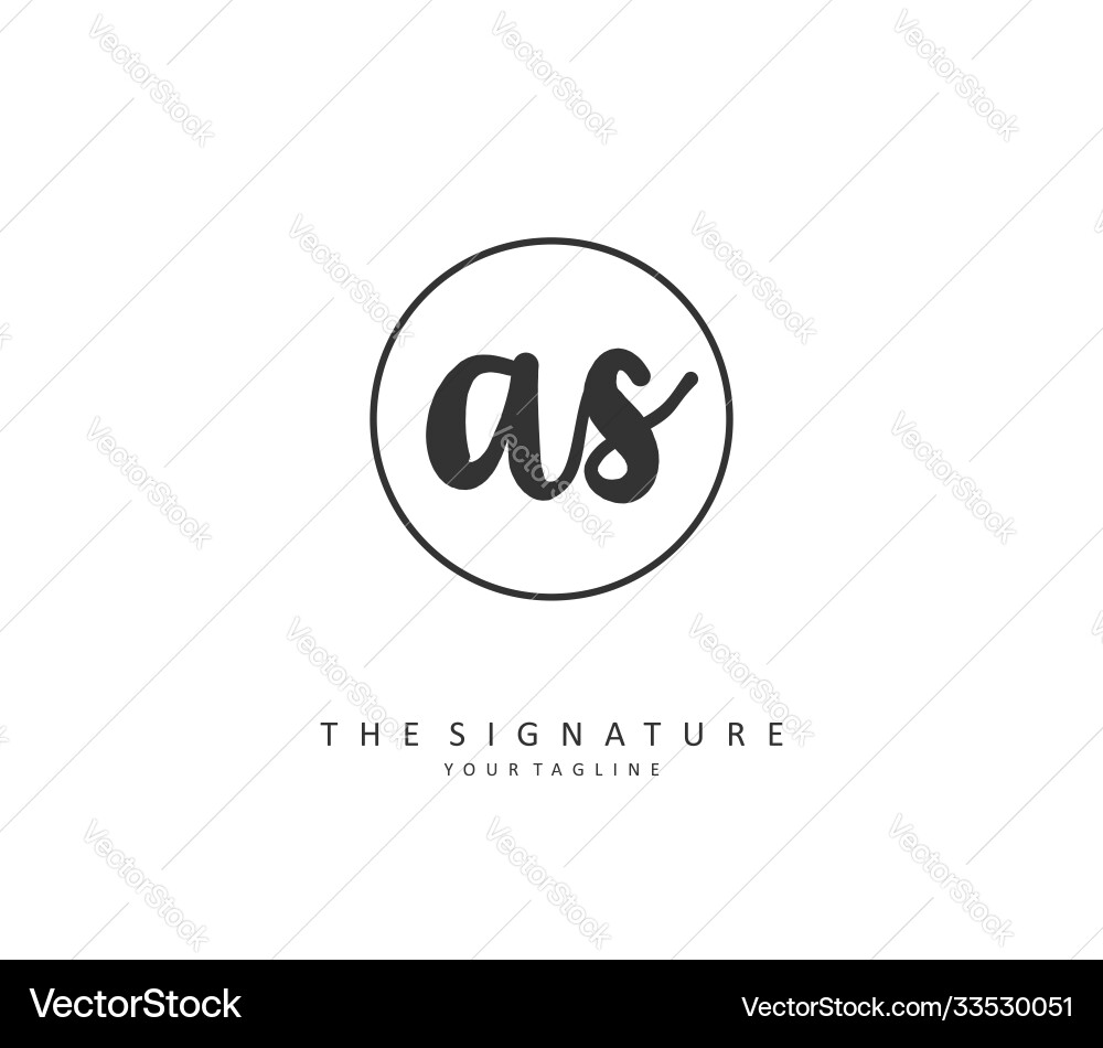 A s as initial letter handwriting and signature Vector Image