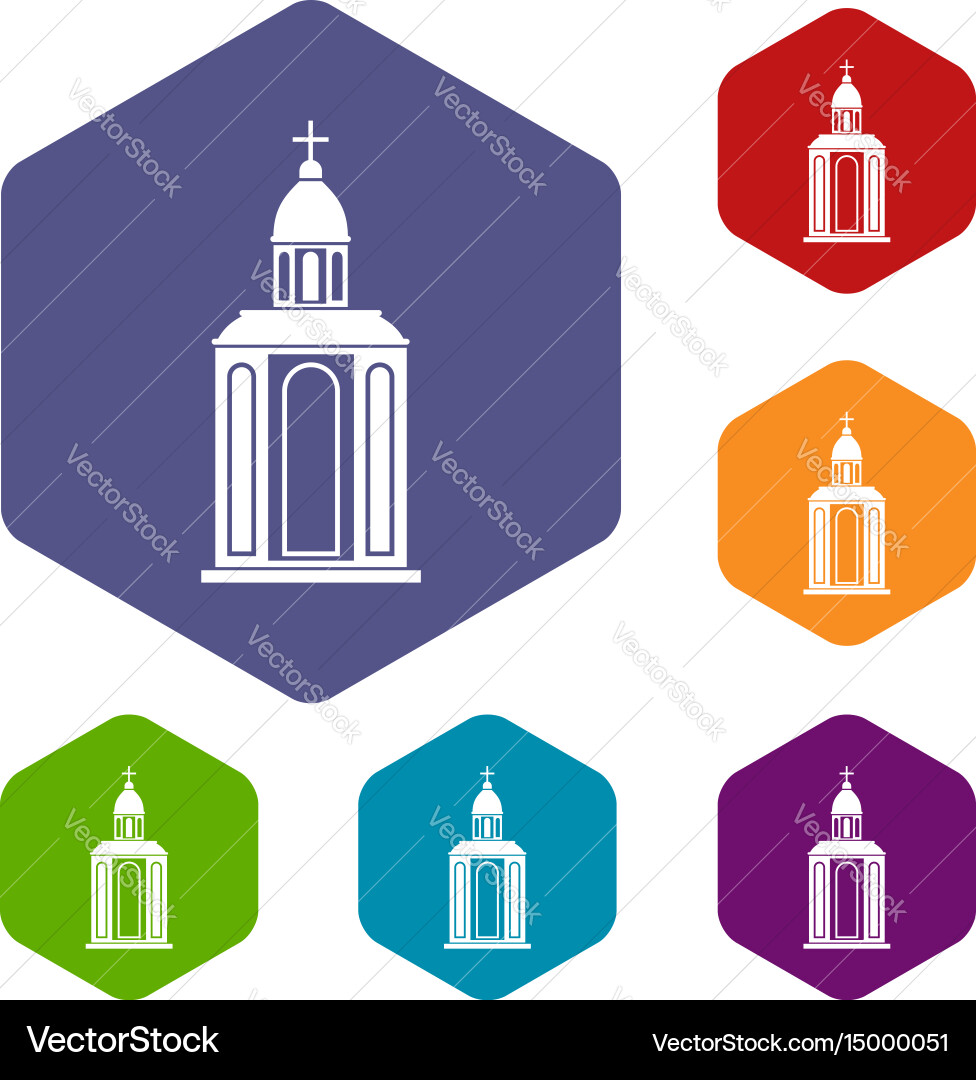 Church icons set hexagon Royalty Free Vector Image