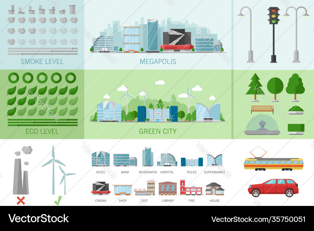 City buildings infographic Royalty Free Vector Image