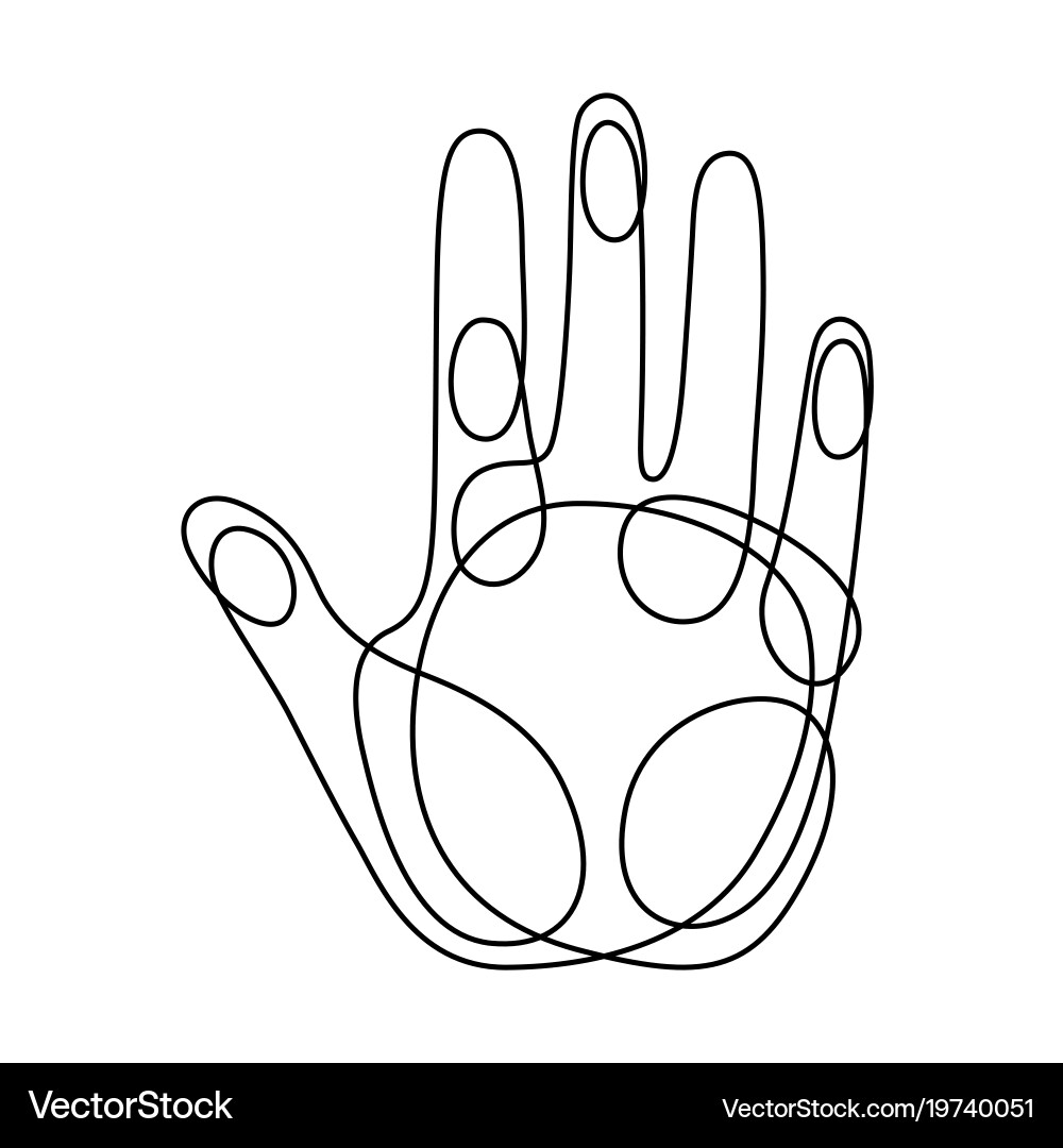 Endless line art of hand continuous Royalty Free Vector