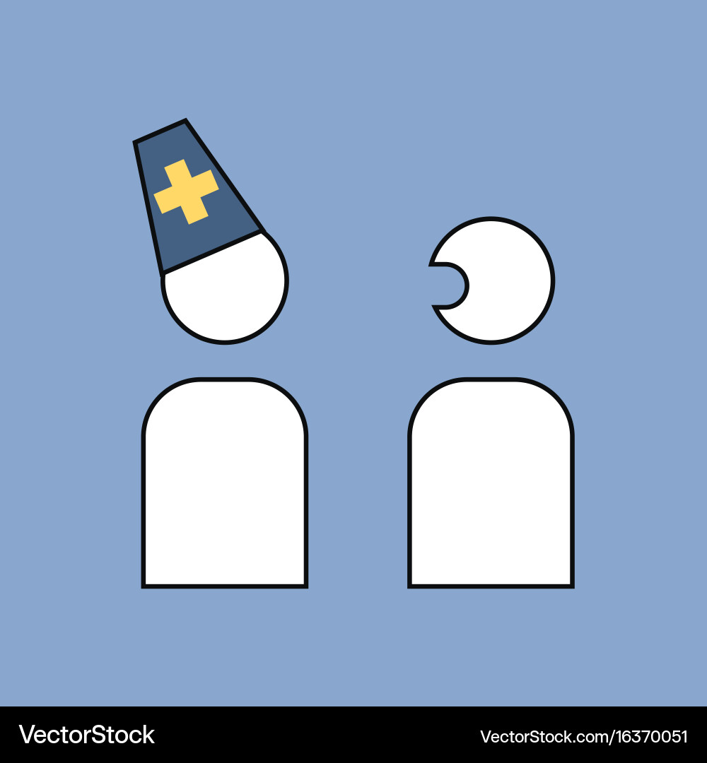Flat icon design collection doctor and patient Vector Image