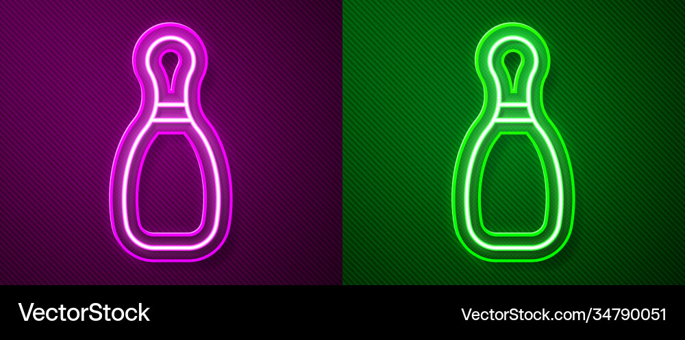 Glowing neon line bowling pin icon isolated Vector Image