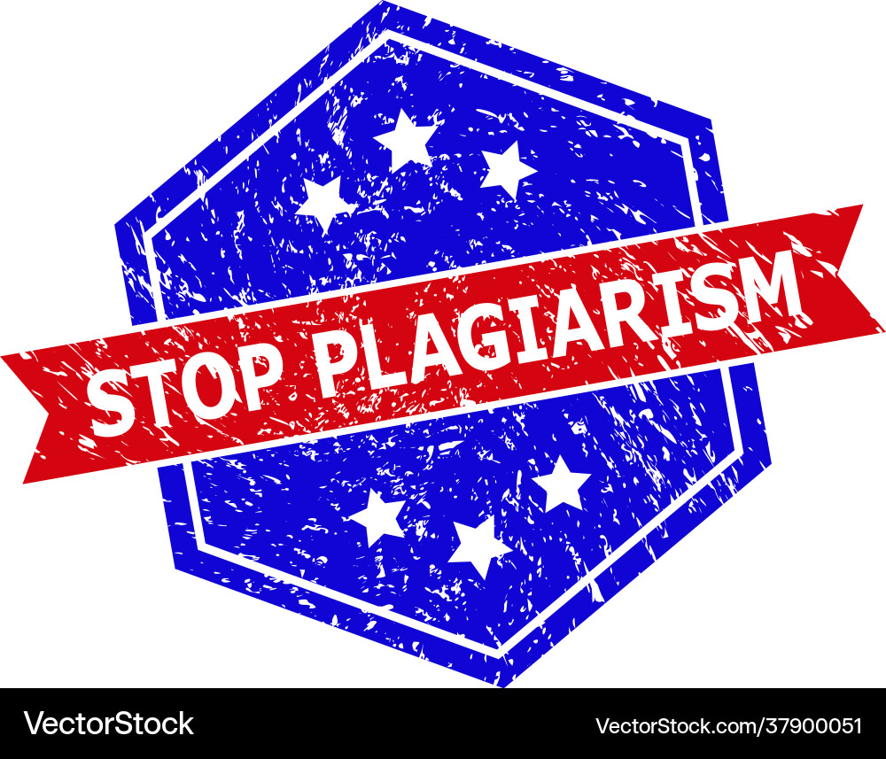 Hexagon bicolor stop plagiarism watermark Vector Image