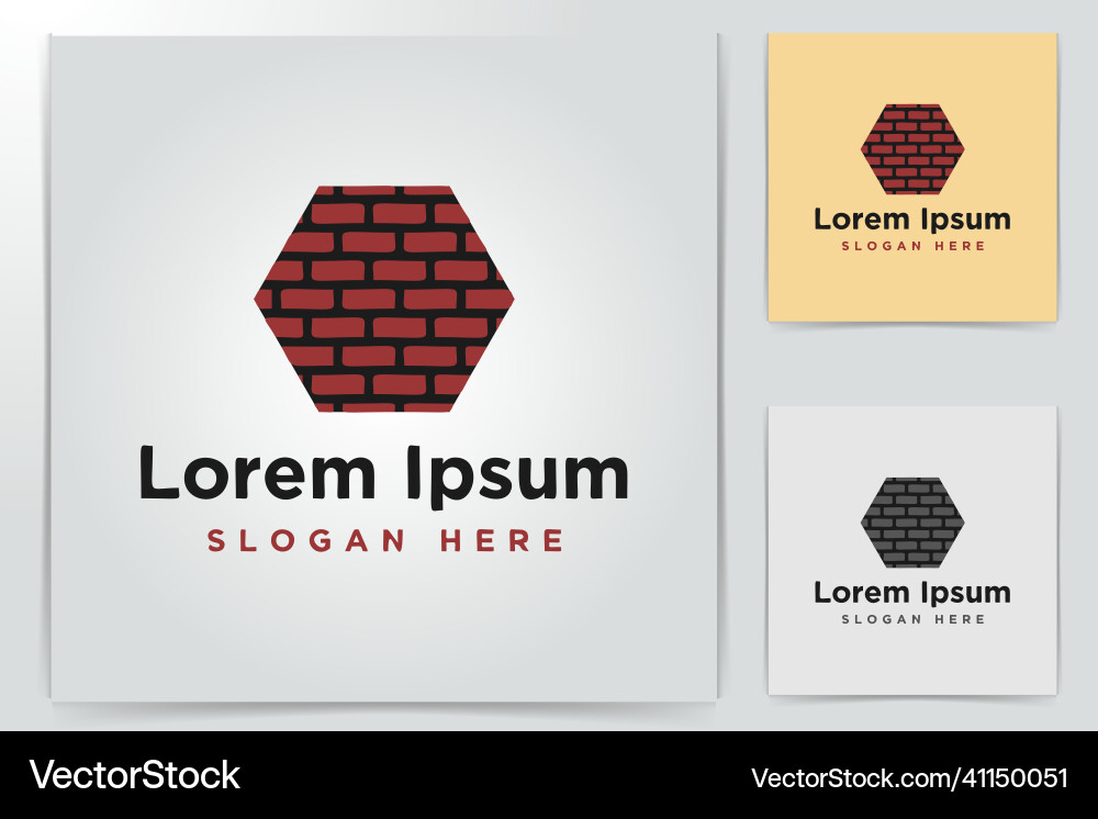 Hexagon red brick logo inspiration isolated Vector Image