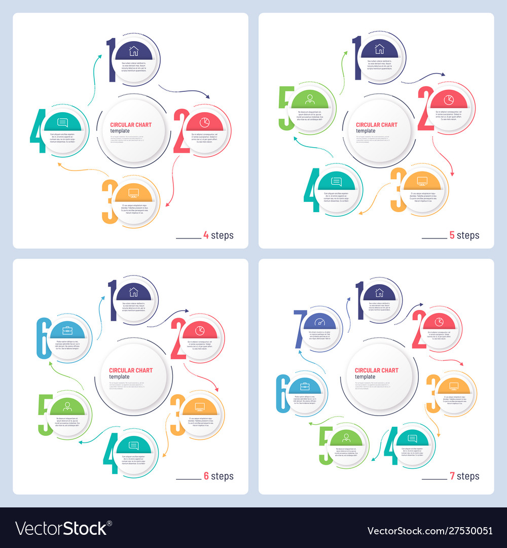 Infographic numbered process circular chart Vector Image Infographic numbered process circular chart Vector Image