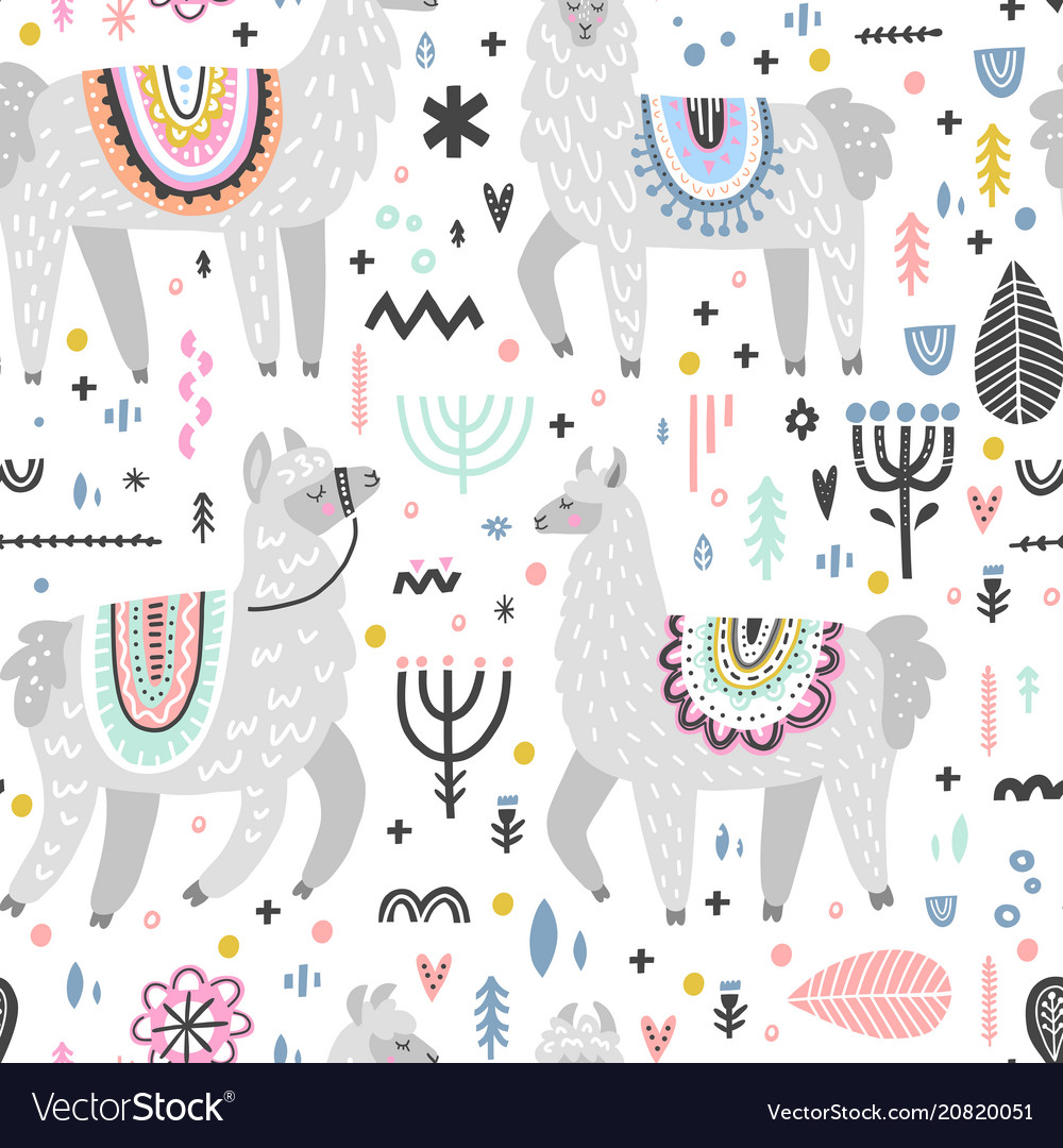 Lama seamless pattern Royalty Free Vector Image