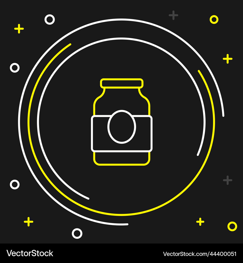 Line jam jar icon isolated on black background Vector Image