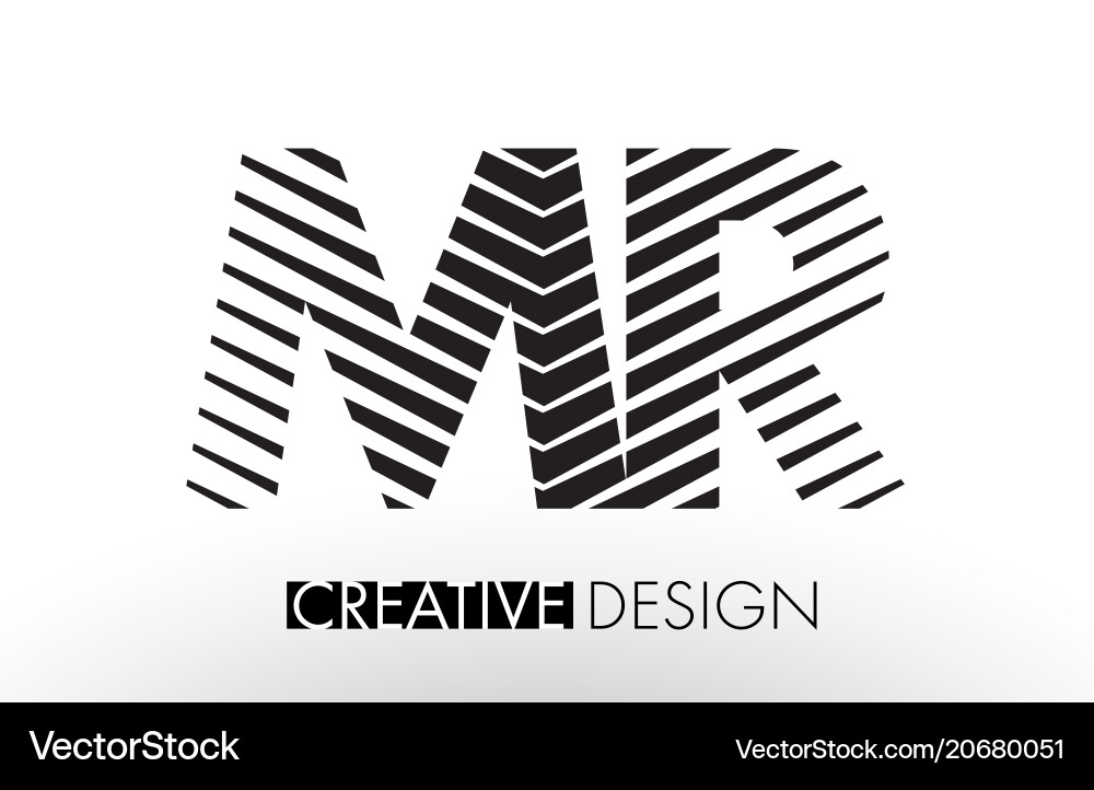 Mr m r lines letter design with creative elegant Vector Image