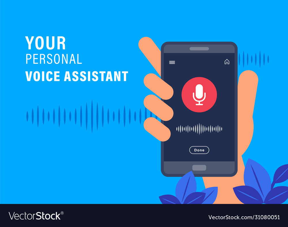 Personal assistant and voice recognition concept Vector Image