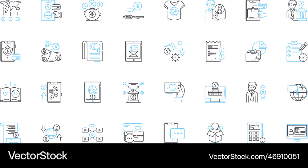 Price - expense linear icons set cost budget Vector Image