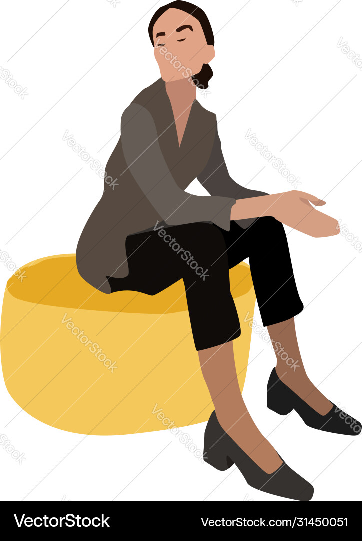 Woman sitting on white background Royalty Free Vector Image