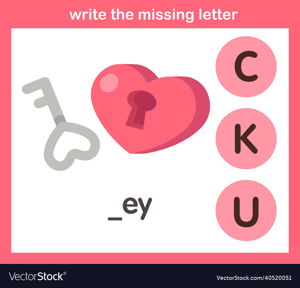 Write the missing letter Royalty Free Vector Image