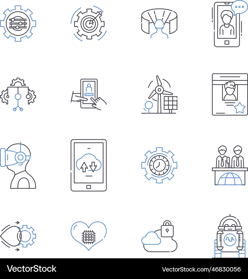 Advanced machinery line icons collection Vector Image