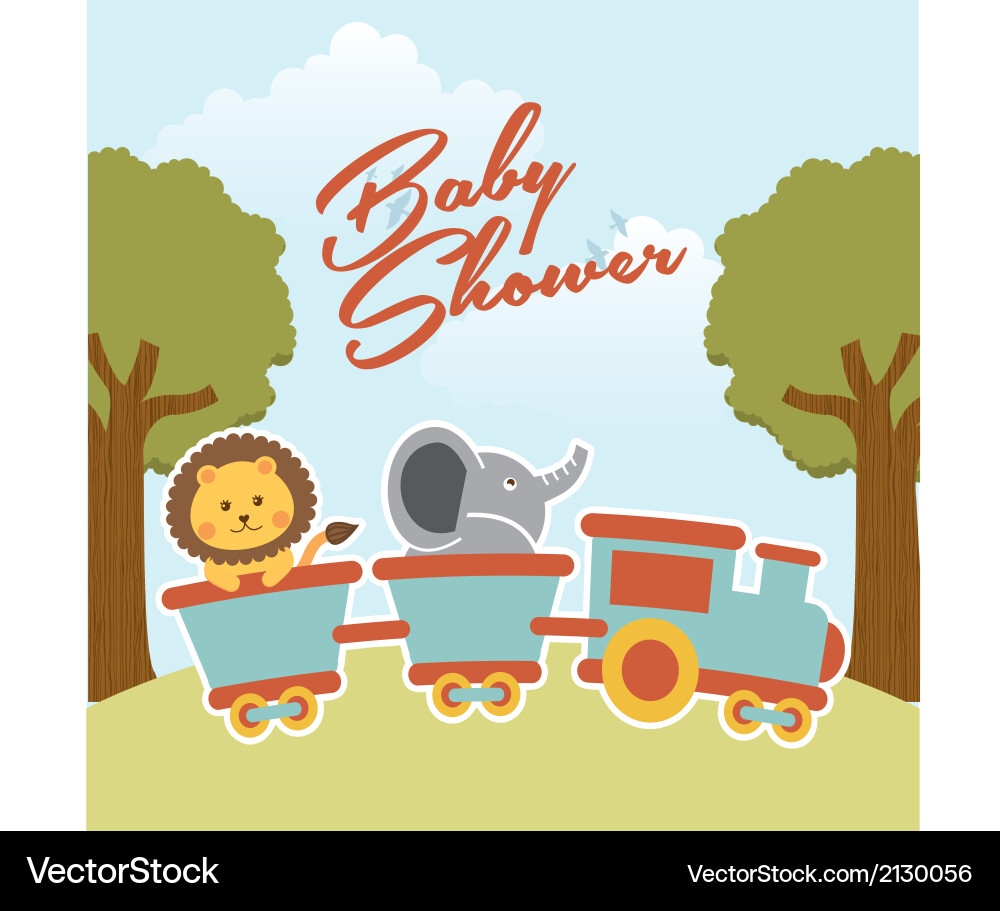 Baby shower design over landscape background Vector Image