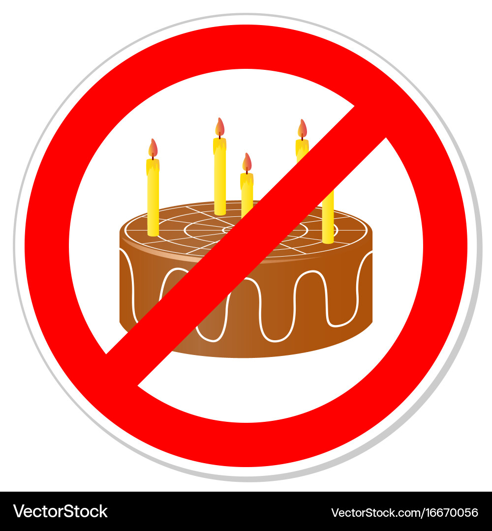 Birthday cake in prohibiting signs Royalty Free Vector Image