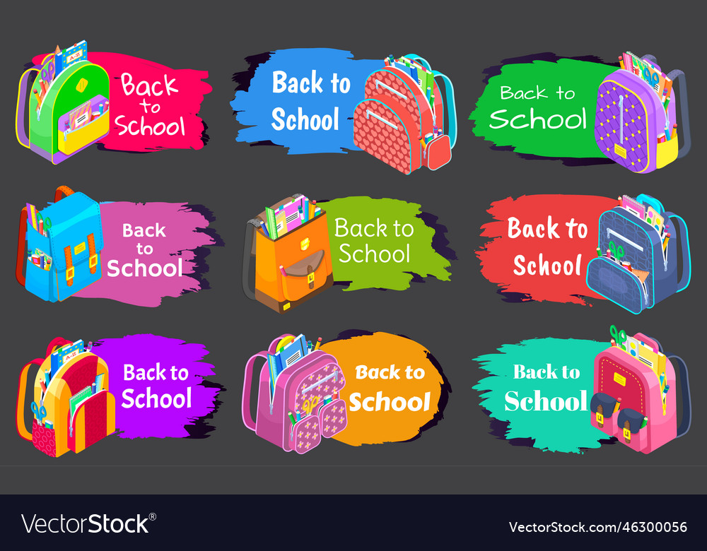 Colored school backpack back to school Royalty Free Vector
