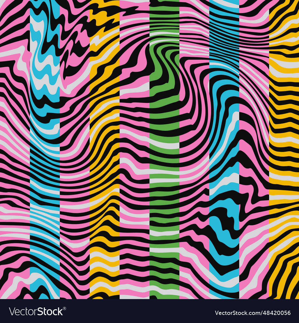 Colored wavy lines seamless pattern Royalty Free Vector