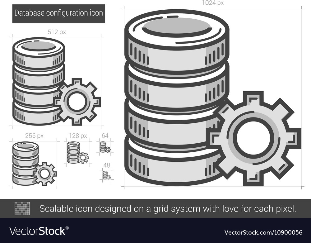 Database configuration line icon Royalty Free Vector Image Database configuration line icon Royalty Free Vector Image