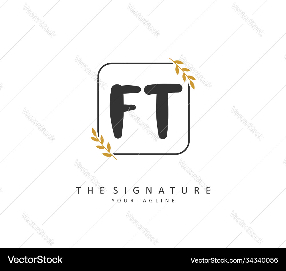 F t ft initial letter handwriting and signature Vector Image
