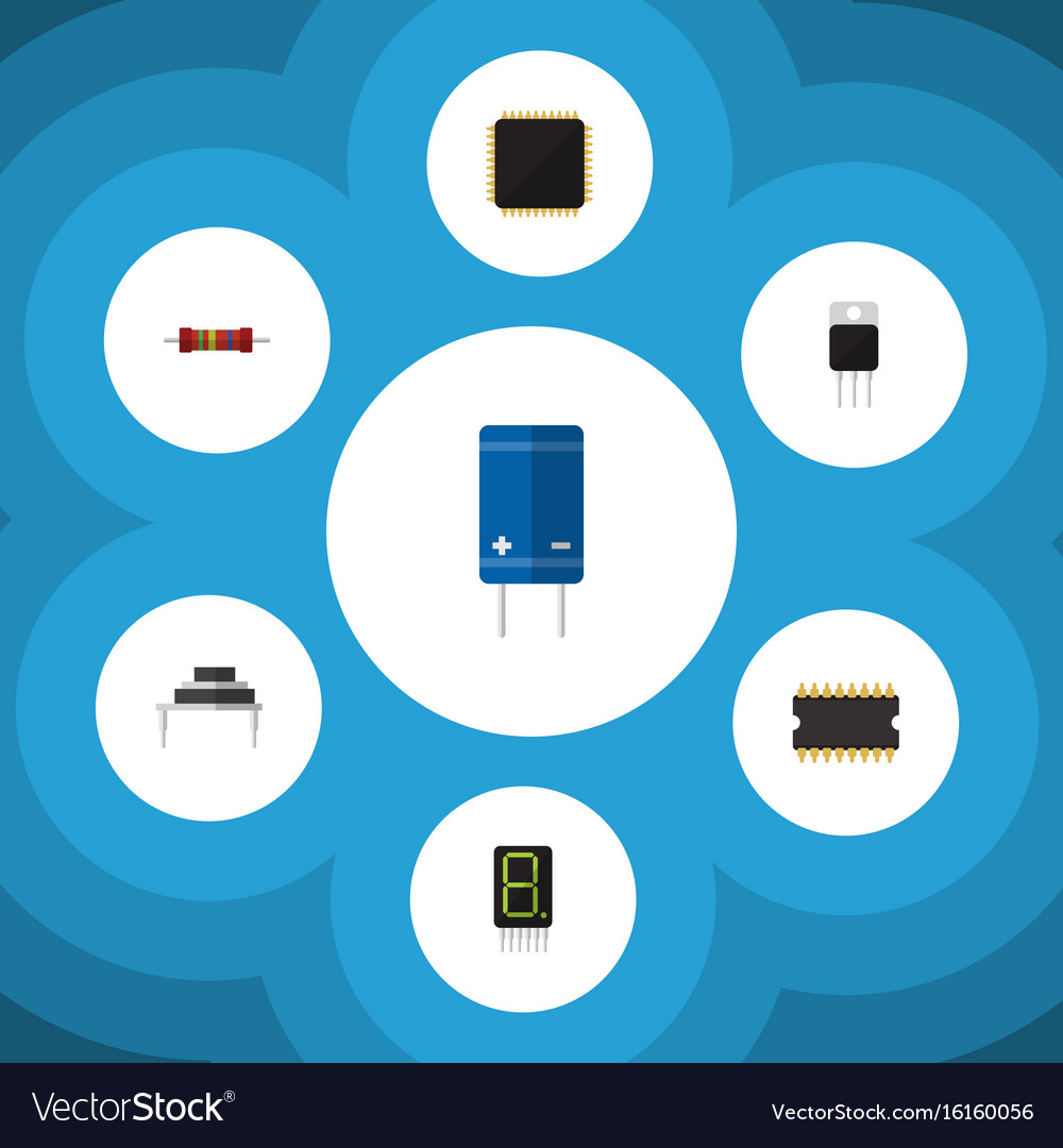 Flat icon electronics set destination Royalty Free Vector