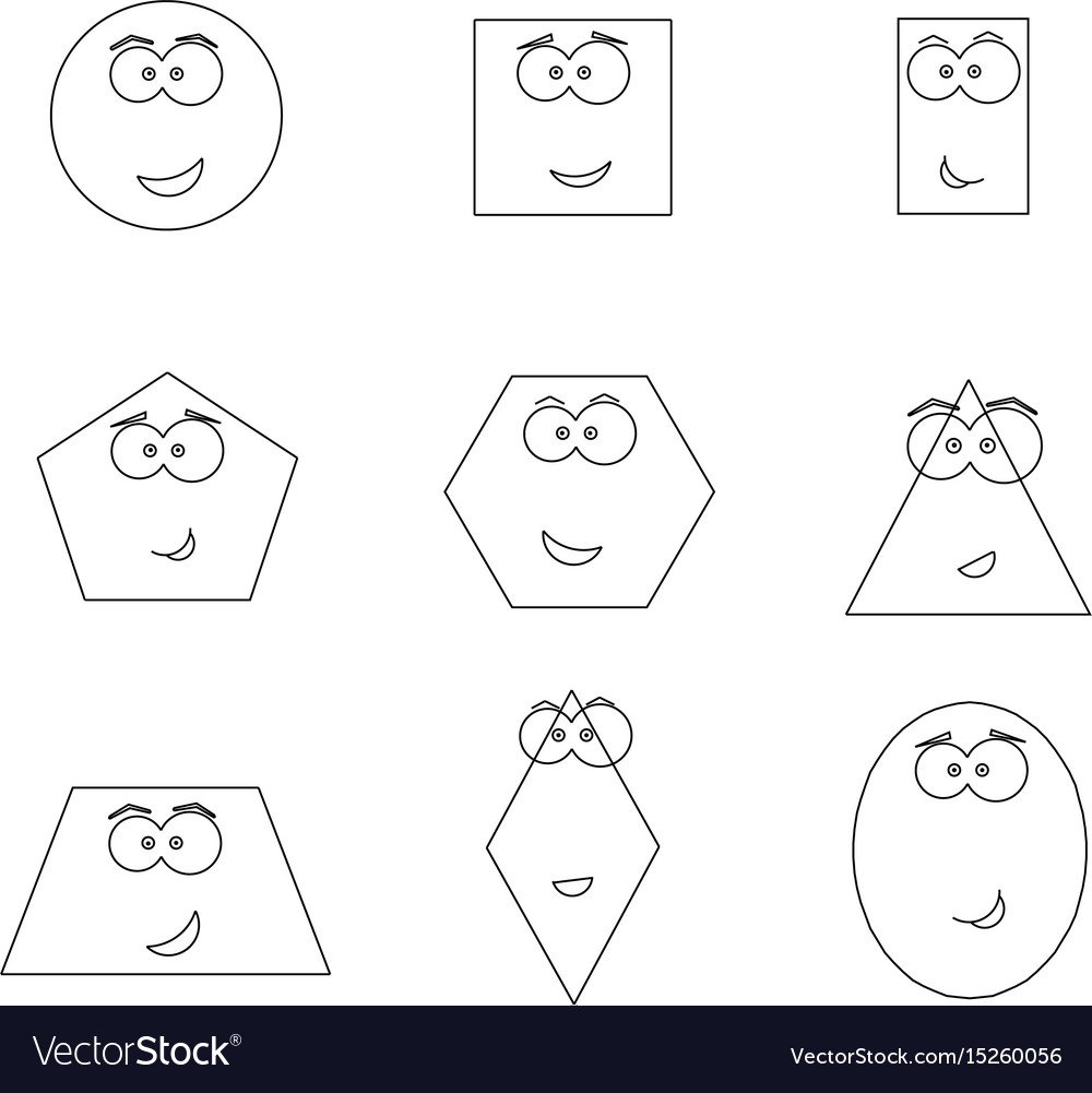 Geometric shapes with funny faces Royalty Free Vector Image Geometric shapes with funny faces Royalty Free Vector Image