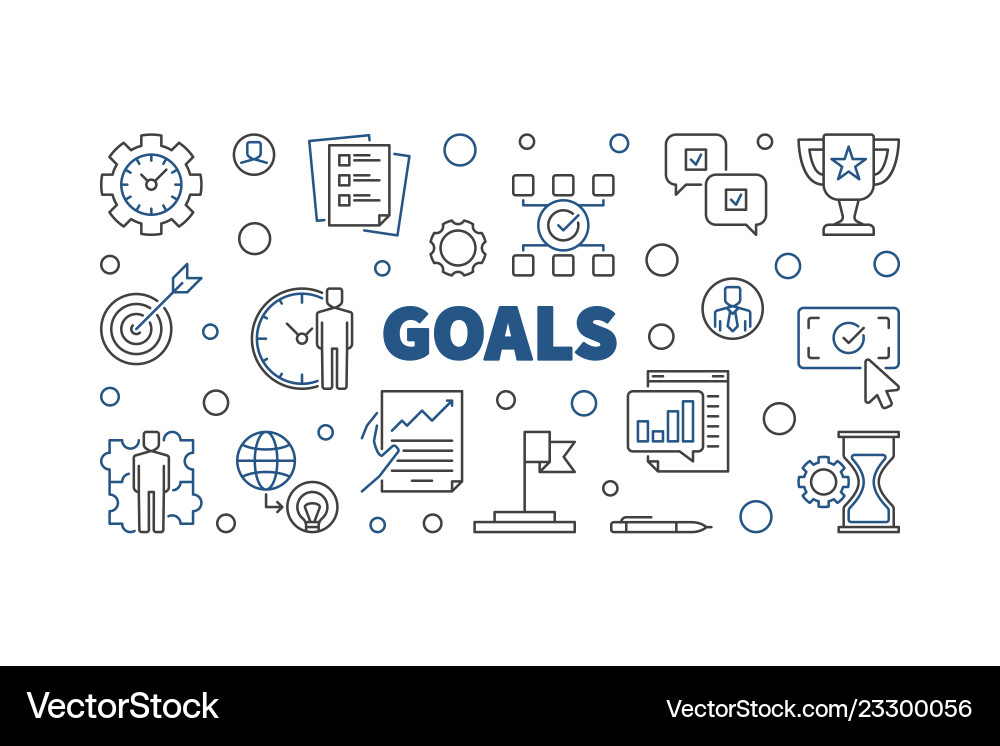 Goals horizontal outline banner - business Vector Image