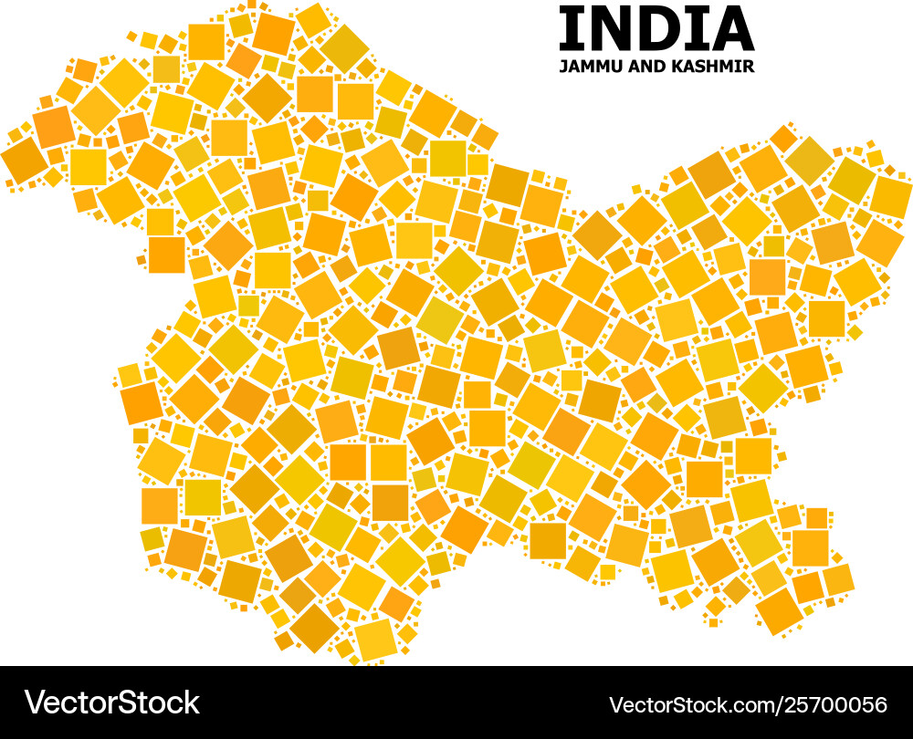 Gold rotated square mosaic map jammu Royalty Free Vector