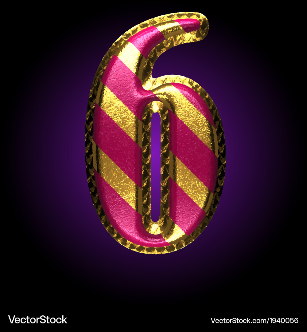 Golden and red letter 6 Royalty Free Vector Image