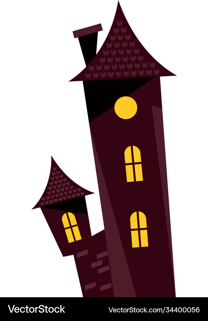 Halloween dark house isolated icon Royalty Free Vector Image
