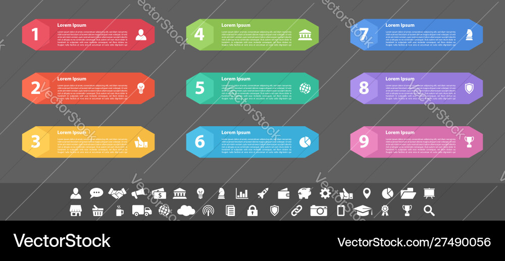 Infographic design business concept with 9 steps Vector Image