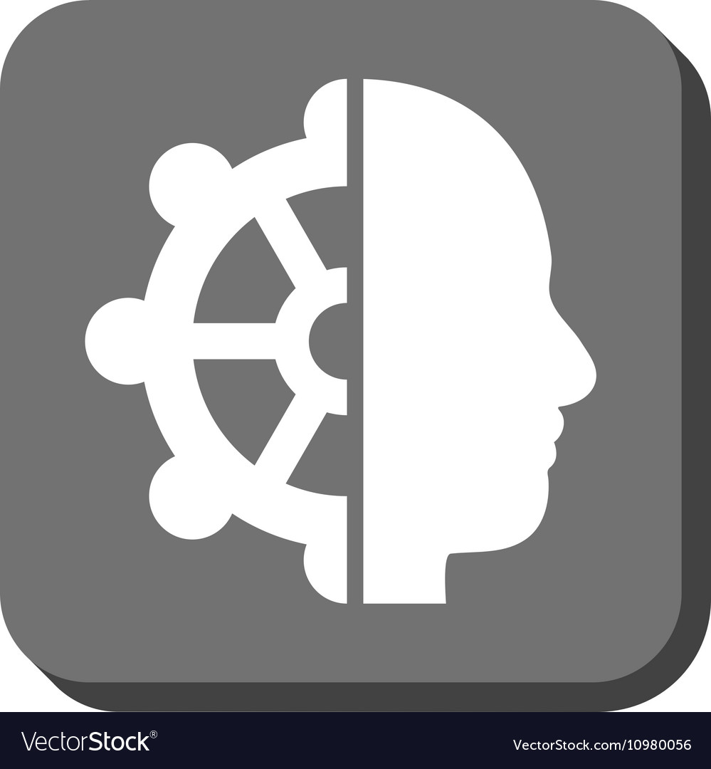 Intellect rounded square icon Royalty Free Vector Image