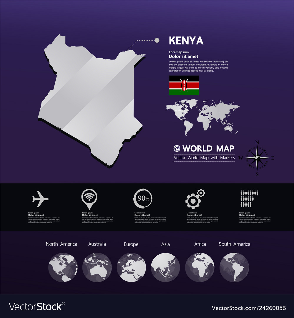 Kenya map Royalty Free Vector Image - VectorStock