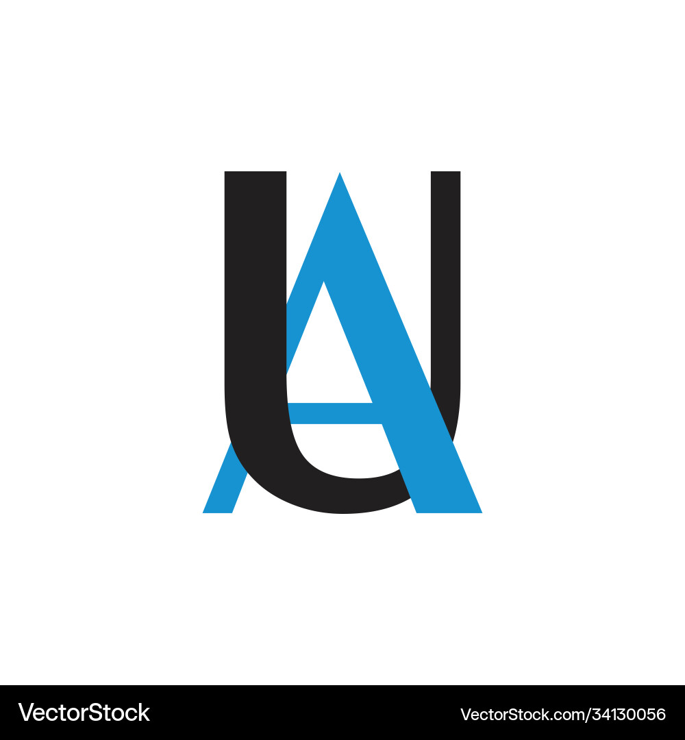 Letter ua simple linked colorful logo Royalty Free Vector