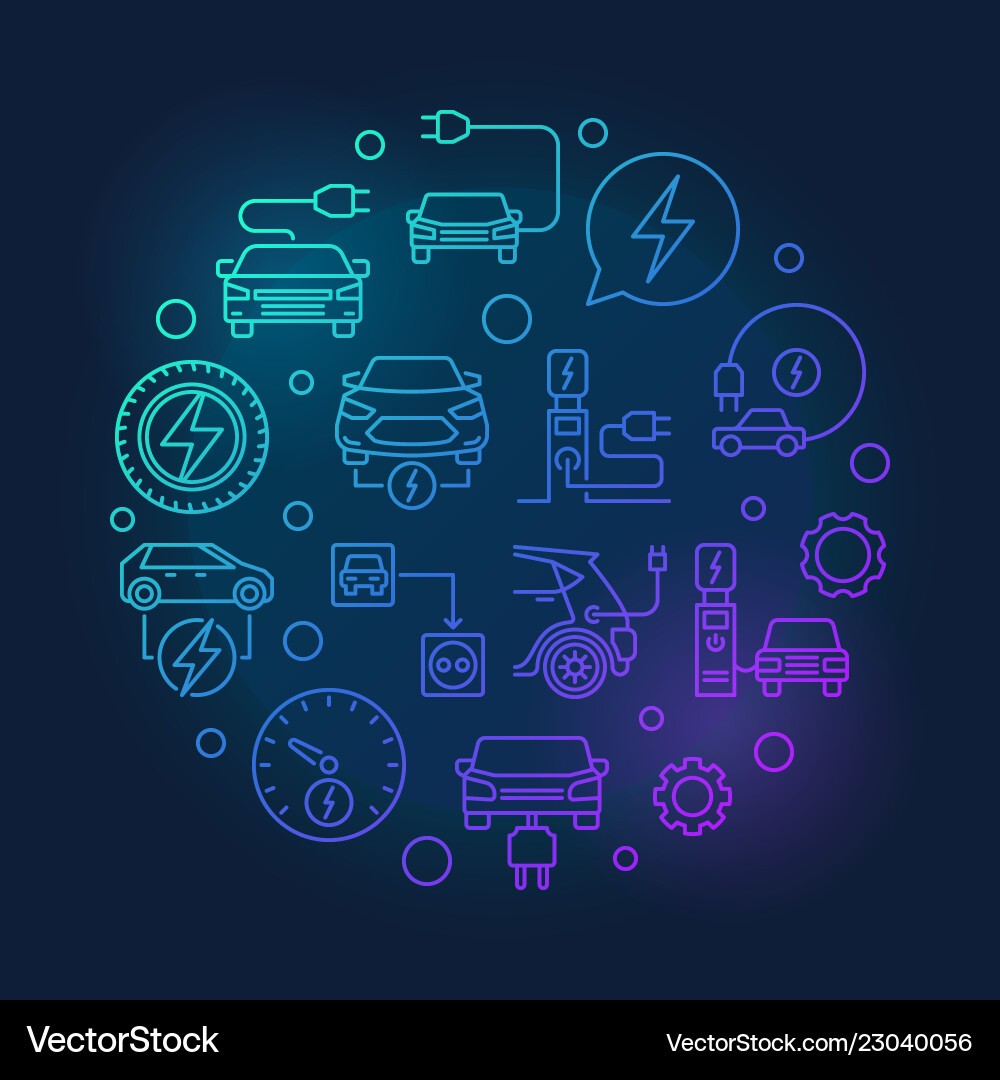 Plug-in electric vehicle circular line Royalty Free Vector