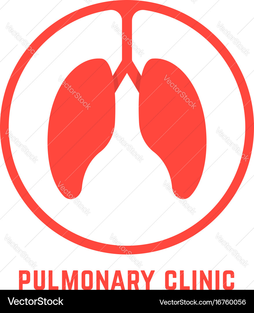 Red outline pulmonary clinic logo Royalty Free Vector Image