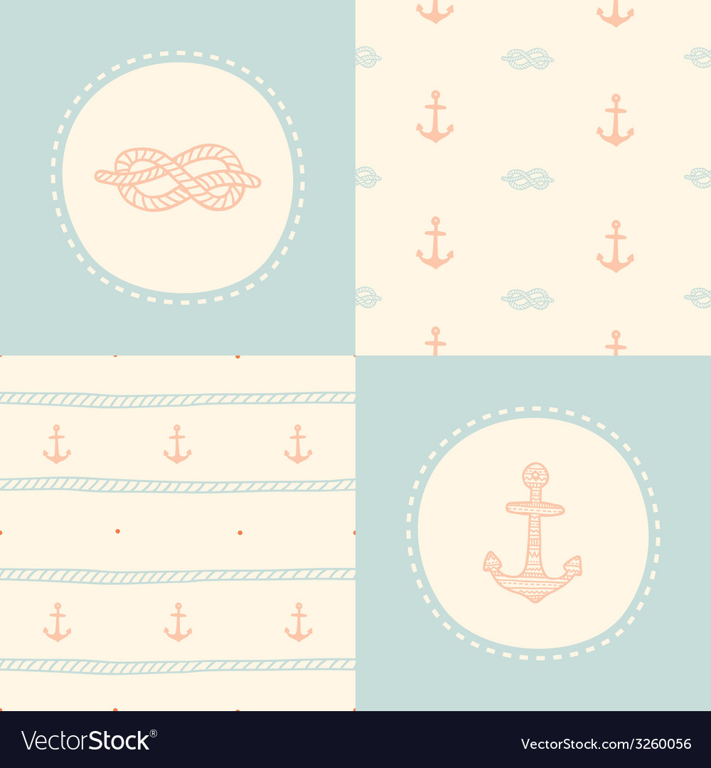 Retro anchor pattern set Royalty Free Vector Image