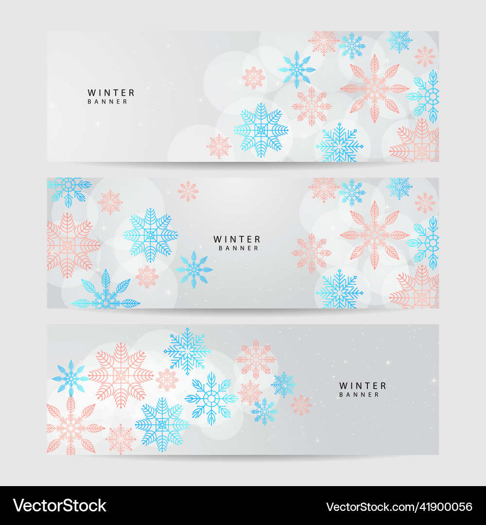 Snowy clear white snowflake design template banner