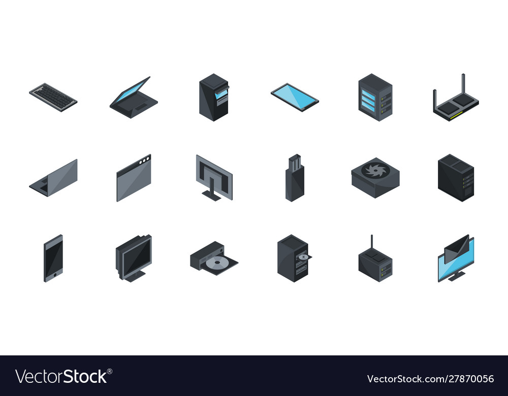 Technology Hardware Device Computer Icons Set Vector Image