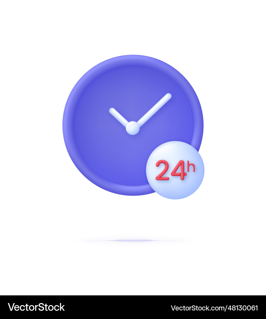 3d clock icon 24 hours passage of time Royalty Free Vector