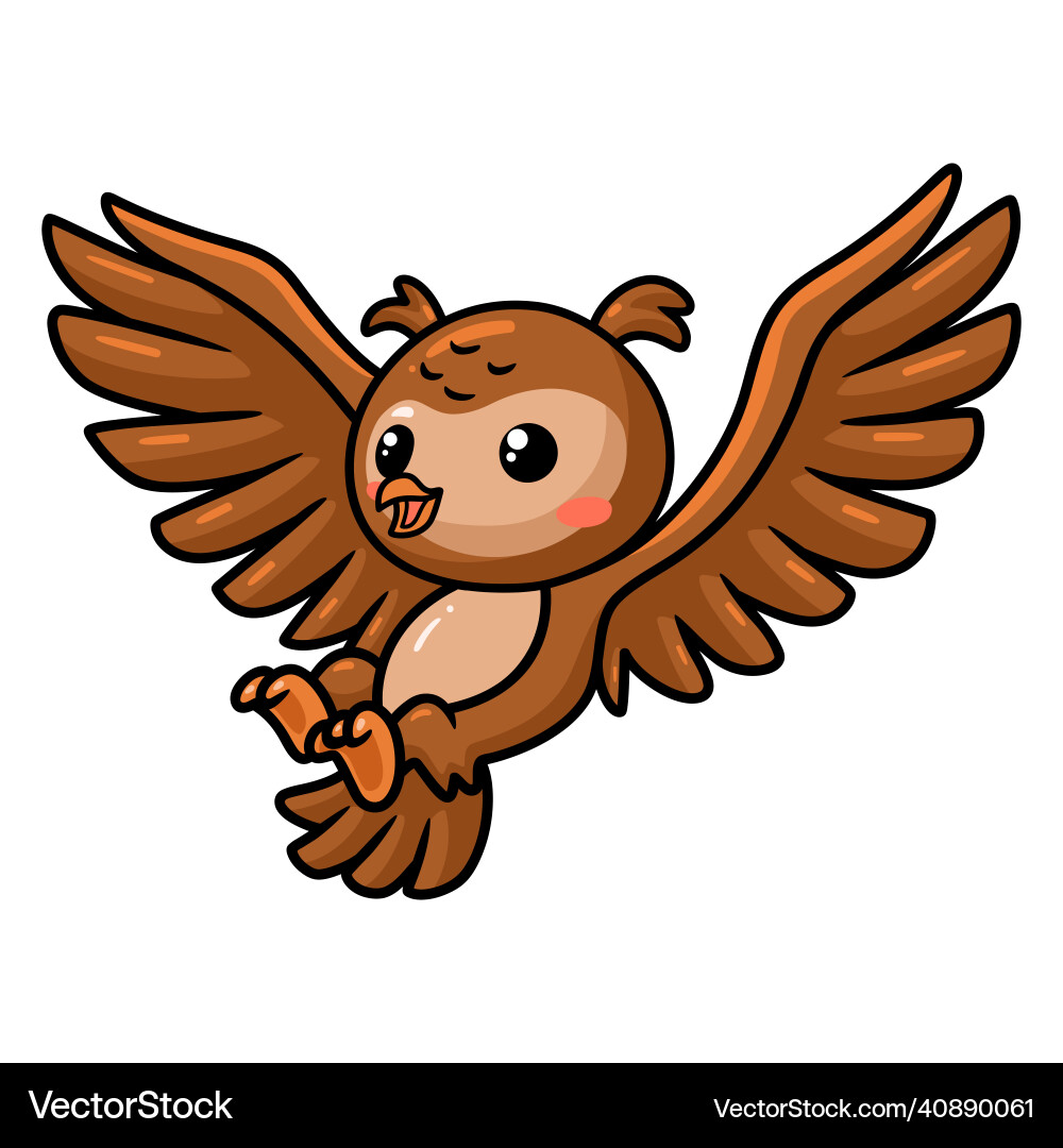 Cute little owl cartoon flying Royalty Free Vector Image