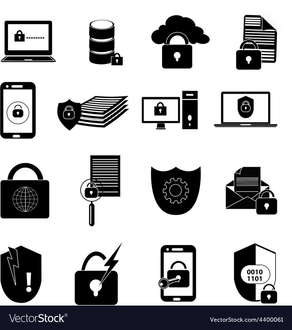 Data protection icons set Royalty Free Vector Image