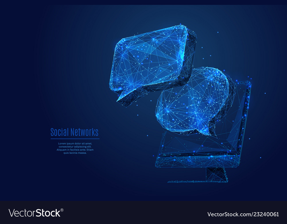 Dialogue clouds on computer screen Royalty Free Vector Image